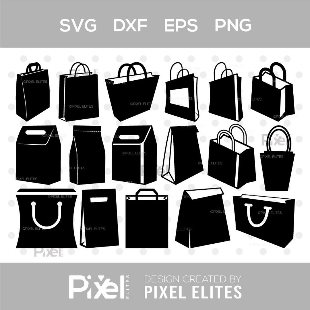 Paper Bag SVG Cut File Bundle for Silhouette & Cricut Printable Handbag ...