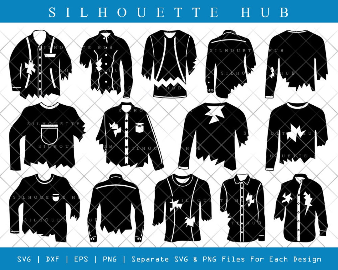 Ripped Shirt Silhouette Svg Cricut Cut Files Png Bundle - Etsy