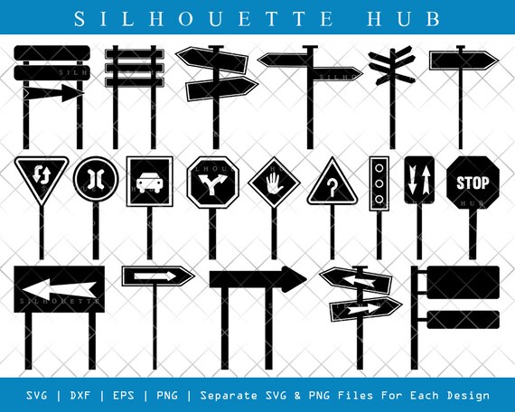 Road Sign SVG Cut Files Road Sign Silhouette Highway Sign - Etsy