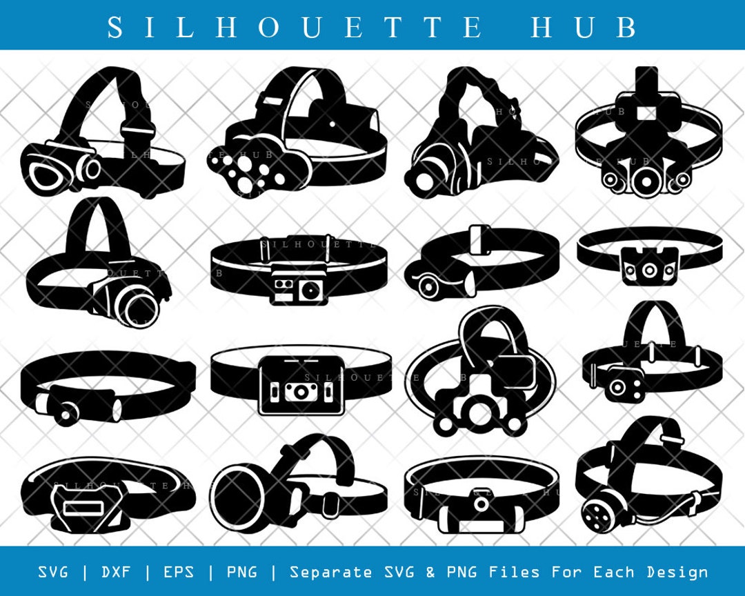 Headlamp Silhouette Head Lamp SVG LED Head Lamp Svg Battery - Etsy