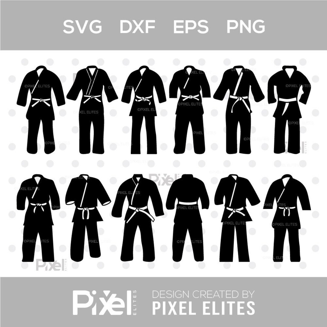 Karate Uniform Silhouette Svg Karate Suit Cricut Cut Files Png Bundle ...