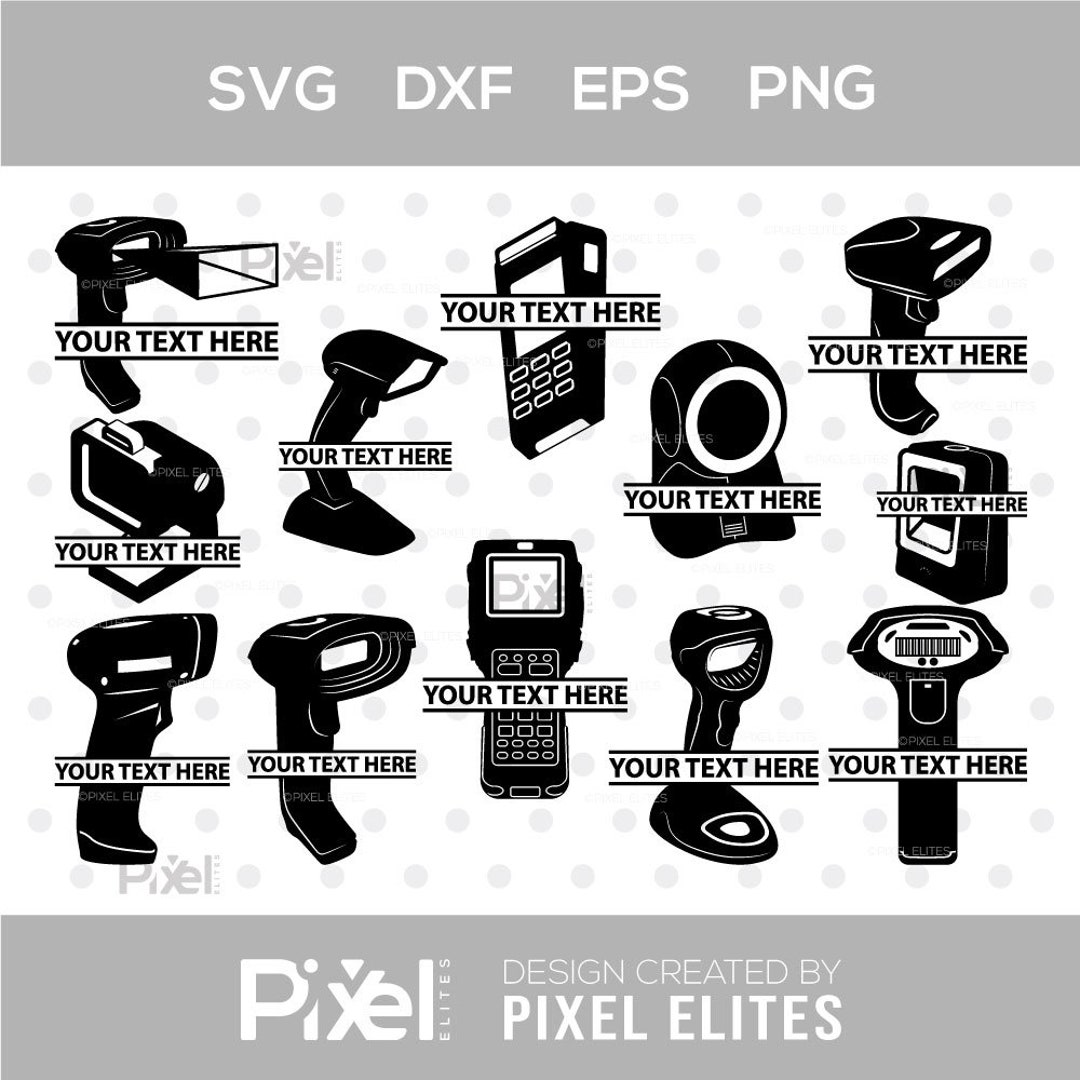 Barcode Scanner Split Monogram, Barcode Scanner Silhouette, Scanner Svg ...
