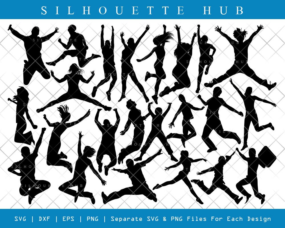 Jumping People SVG Cut Files Jumper Silhouette Jump Svg | Etsy