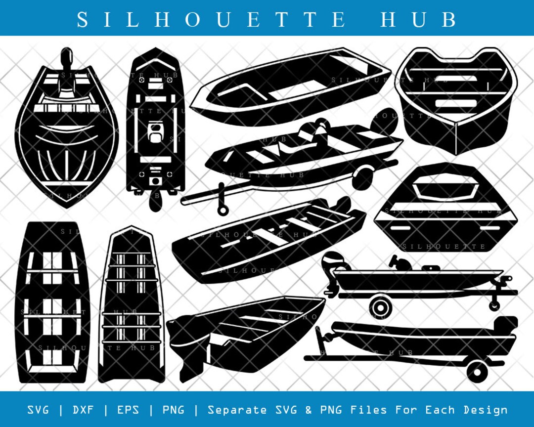 Jon Boat Silhouette, Jon Boat SVG, Motor Boat Svg, Speed Boat Svg, Jon ...