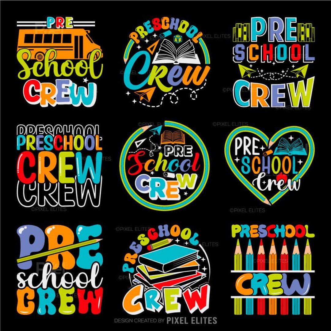 Preschool Crew SVG Cut File Bundle – First Day of School, Hello ...