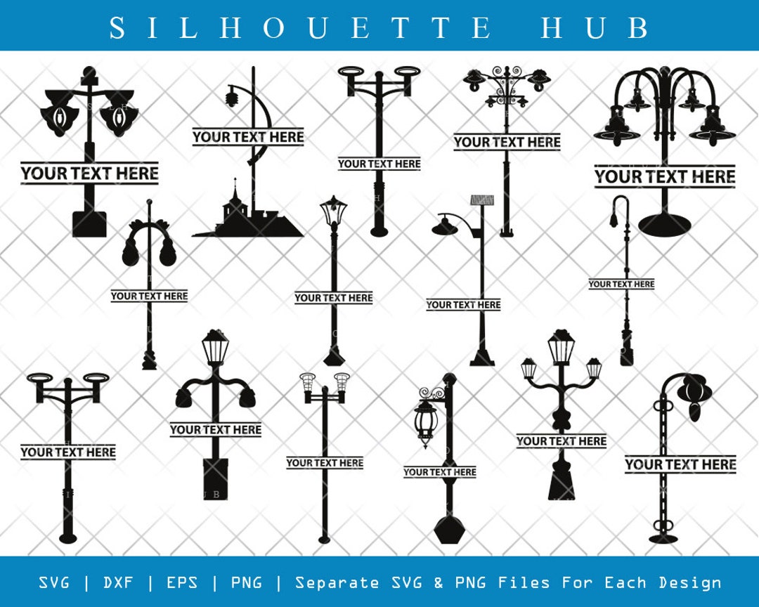Street Lights Split Monogram Street Lights Silhouette Street - Etsy