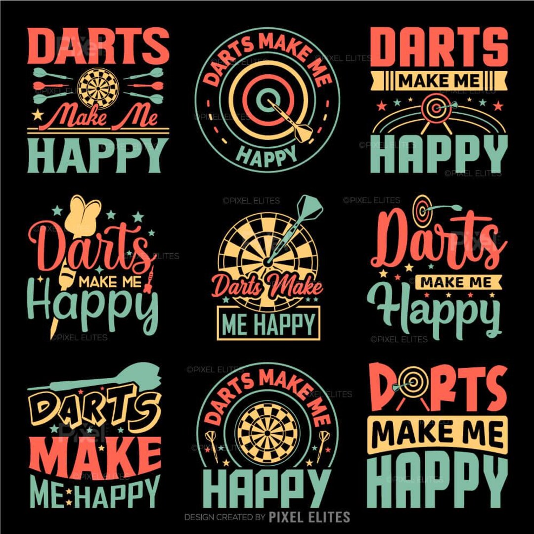 Darts Make Me Happy SVG Dartboard Bundle Darts Game Darts Quote Design ...