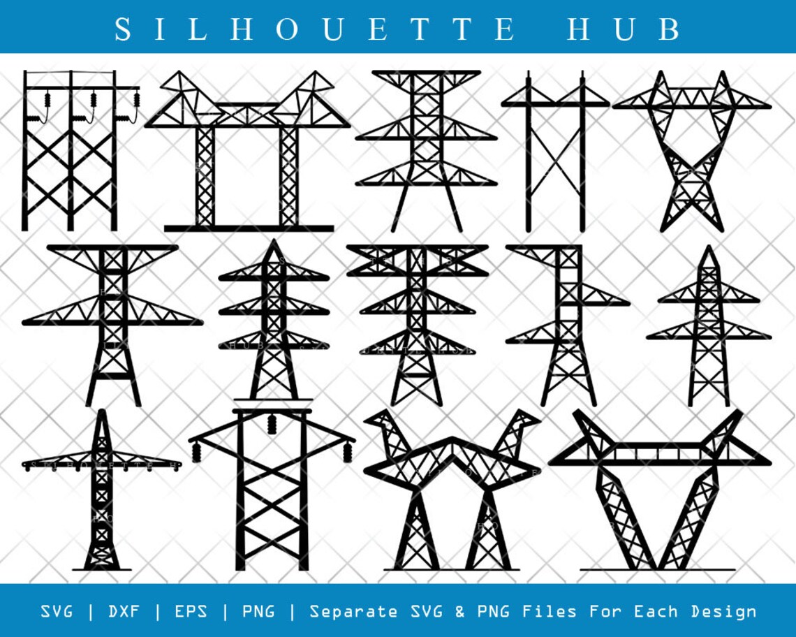 Transmission Tower SVG Tower Silhouette Power Lines Svg - Etsy