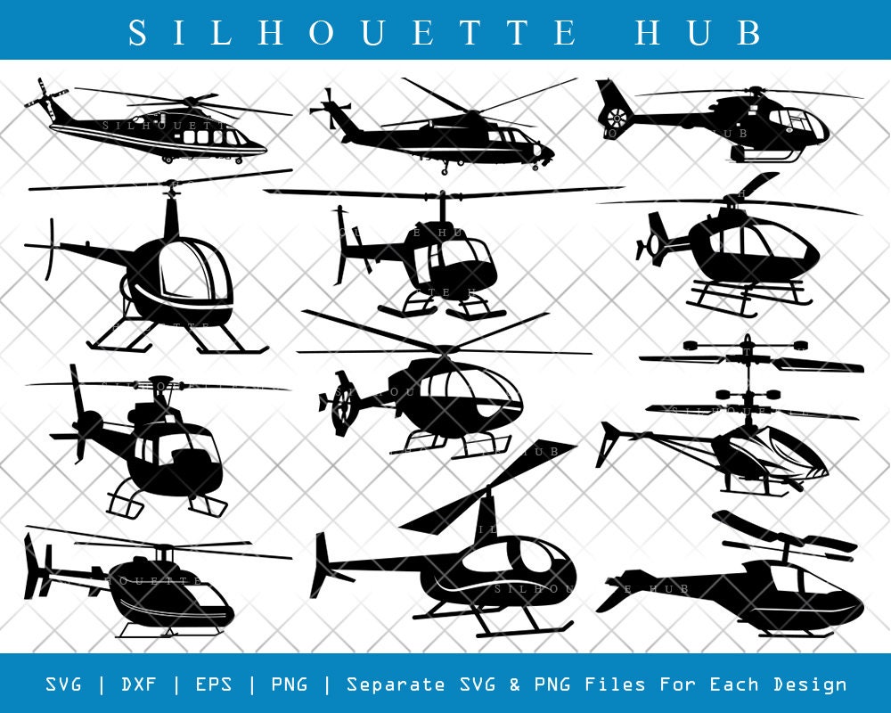 Helicopter SVG Cut Files Helicopter Silhouette Helicopter | Etsy