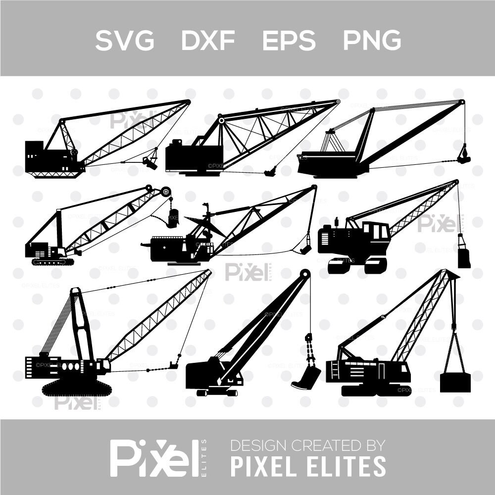 Dragline-Bagger-Silhouette, Dragline-Bagger SVG, Schwermaschinen-Svg ...