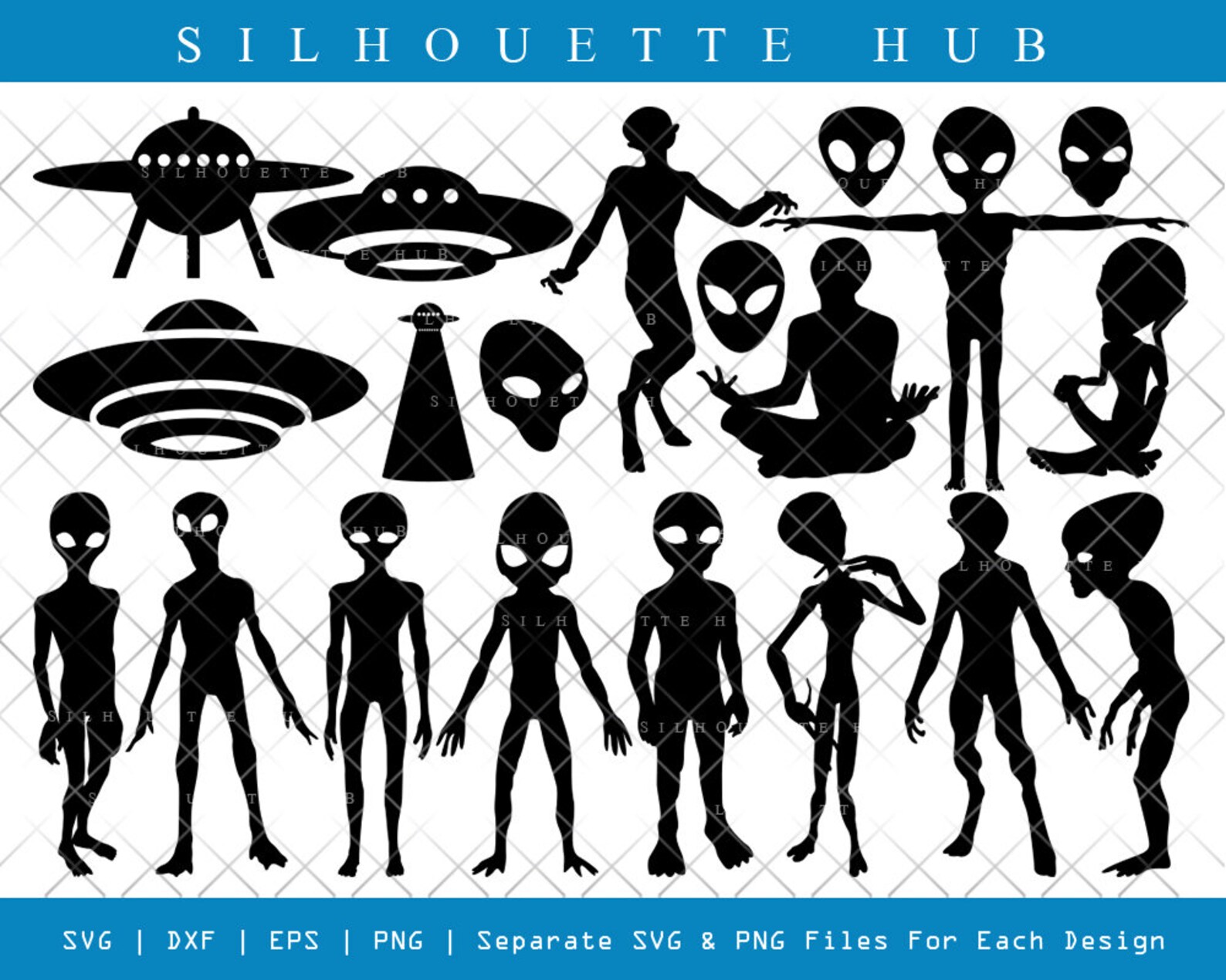 Alien SVG Cut Files Alien Silhouette Ufo Svg Alien Face | Etsy