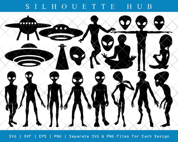 Alien SVG Cut Files Alien Silhouette Ufo Svg Alien Face | Etsy