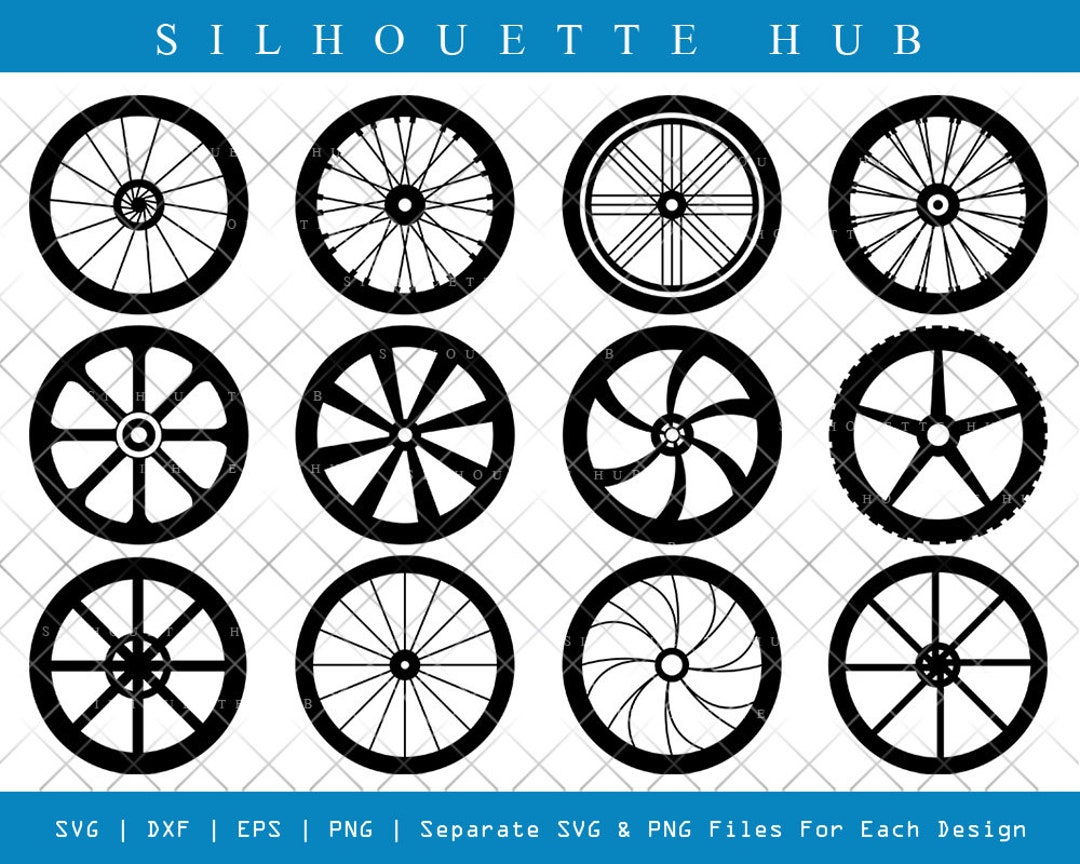 Bicycle Wheel Silhouette, Wheel Svg, Cycle Wheel Svg, Wheel Icon Svg ...