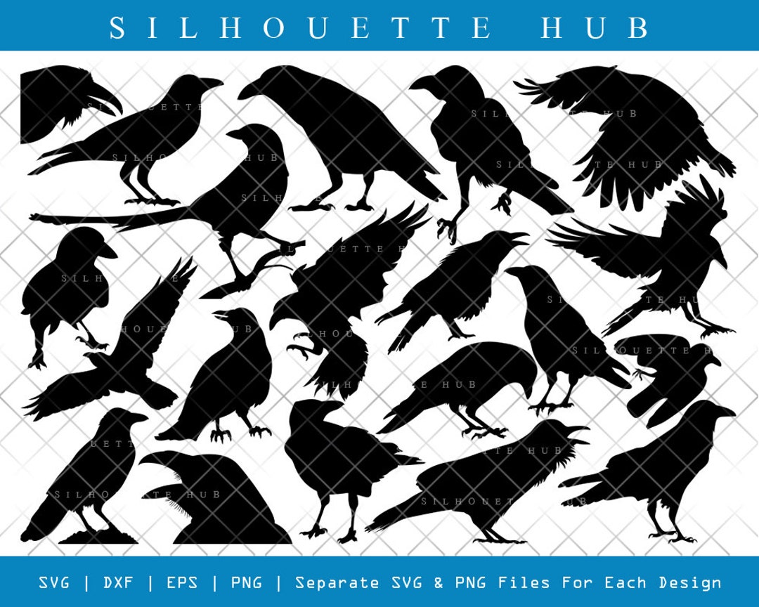 Crow SVG Cut Files Crow Silhouette Raven Svg Blackbird Svg Crows Svg ...