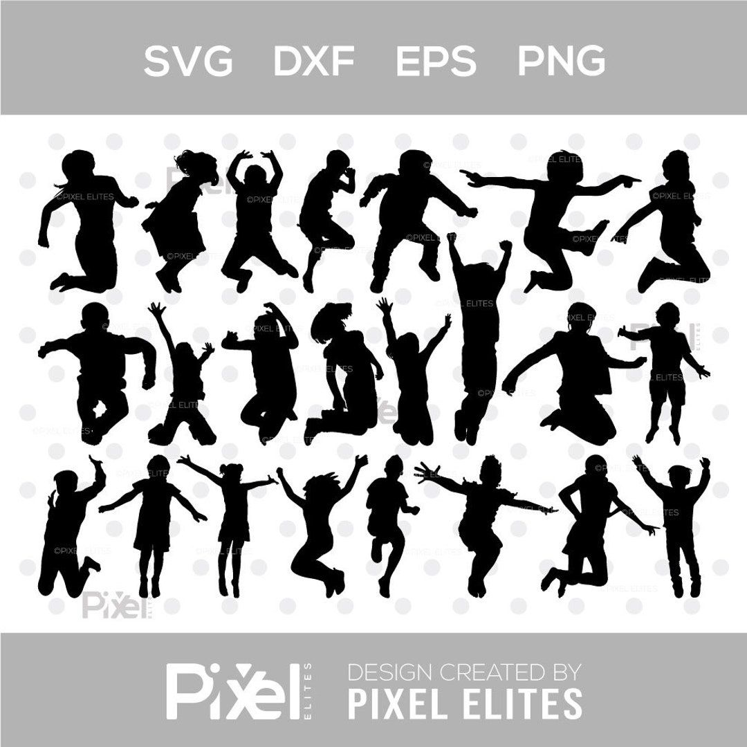Kids Jumping SVG Cut Files Kids Jumping Silhouette Jumping Children Svg ...