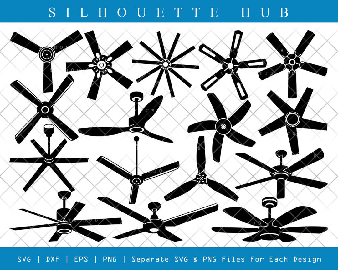 Ceiling Fan Silhouette, Ceiling Fan SVG, Electric Fan Svg, Fan Svg ...