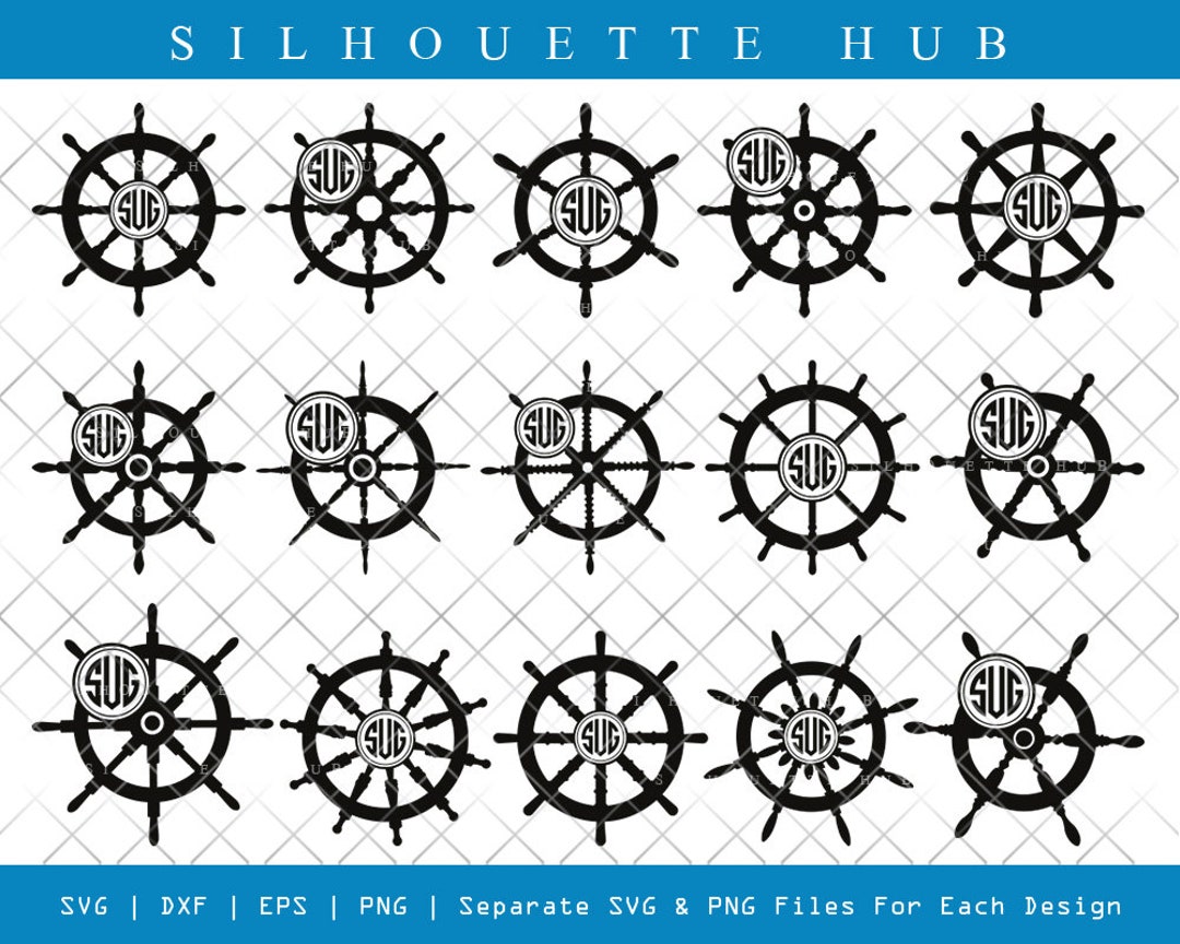 Ship Wheel Circle Monogram Ship Wheel Silhouette Nautical - Etsy