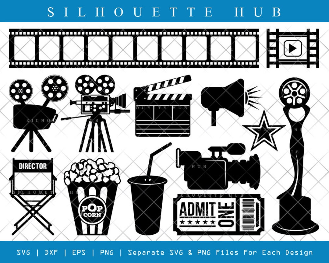 Movie Theme SVG Cut Files Movie Theme Silhouette Popcorn - Etsy