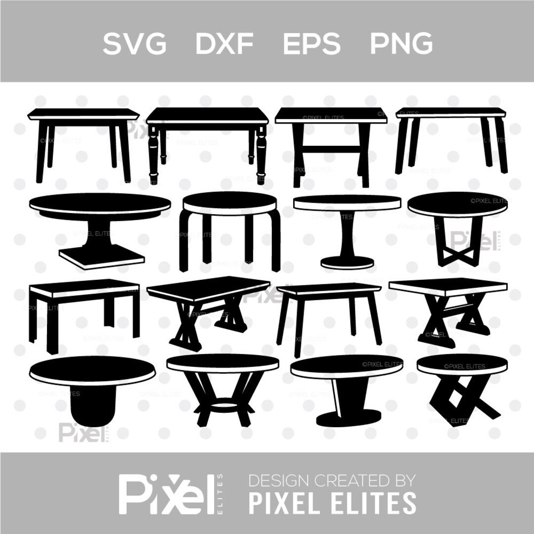 Dining Table Silhouette, Dining Table SVG, Table Svg, Living Room Table ...