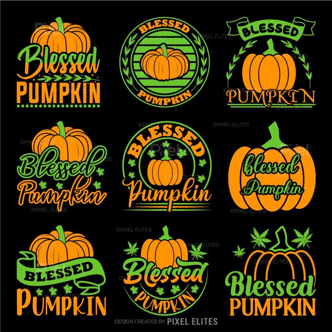 Blessed Pumpkin SVG Bundle Retro Fall Cut File & Thanksgiving Quote ...