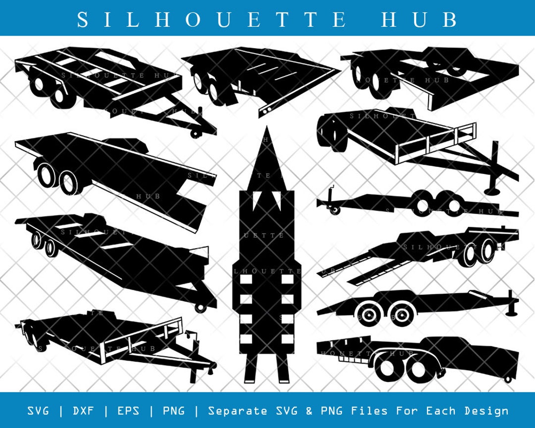 Car Trailer Silhouette, Car Trailer SVG, Trailer Svg, Camper Trailer ...