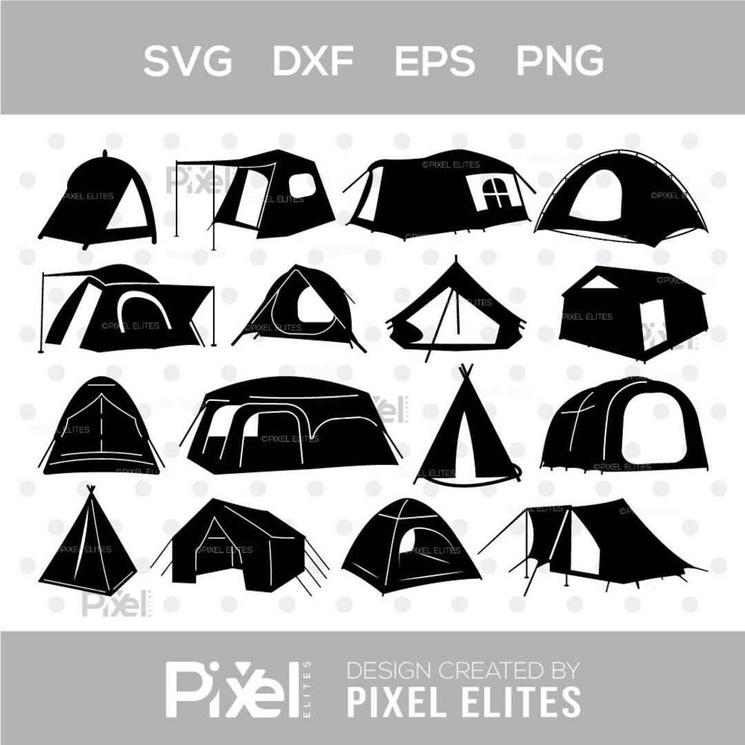 Camping Tent SVG Cut File Bundle Waterproof Tents, Summer Camping ...
