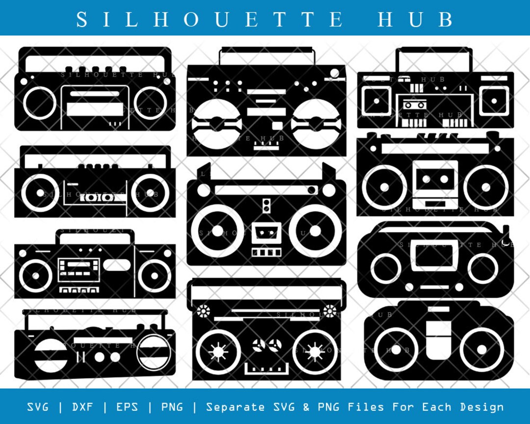 Radio Boombox Silhouette Radio Boombox SVG Cassette Player - Etsy