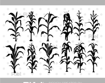 Corn Stalk SVG, Corn Stalk Outline, Corn Tree Svg, Corn Svg, Corn Stalk ...