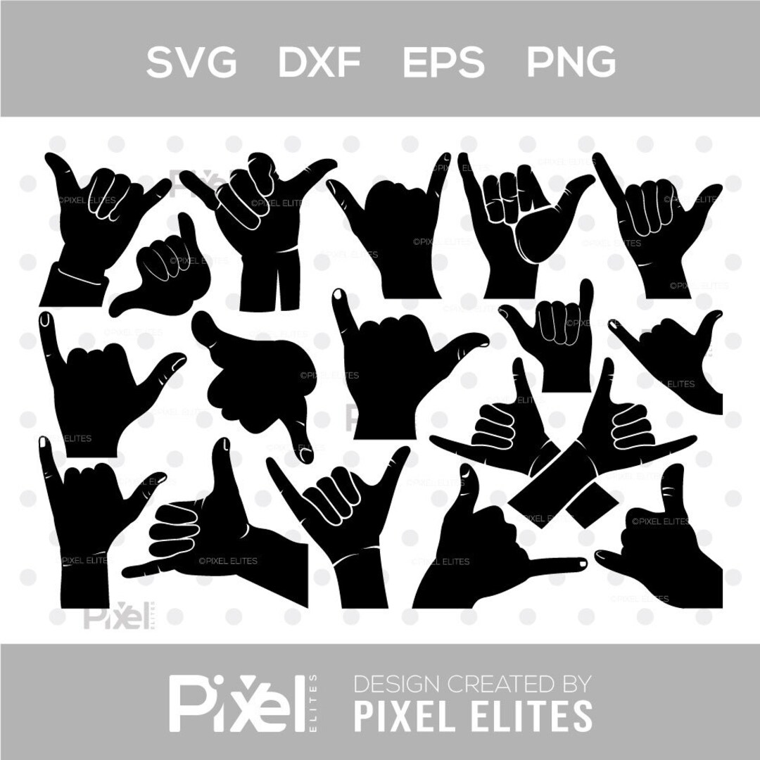 Shaka Brah SVG Cut File Bundle for Silhouette Hang Loose Hand Sign ...