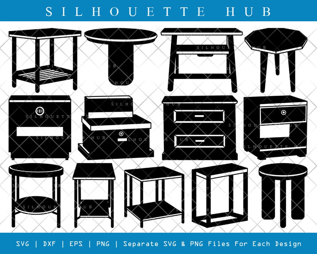 Side Table Silhouette Side Table SVG Round Table Svg - Etsy