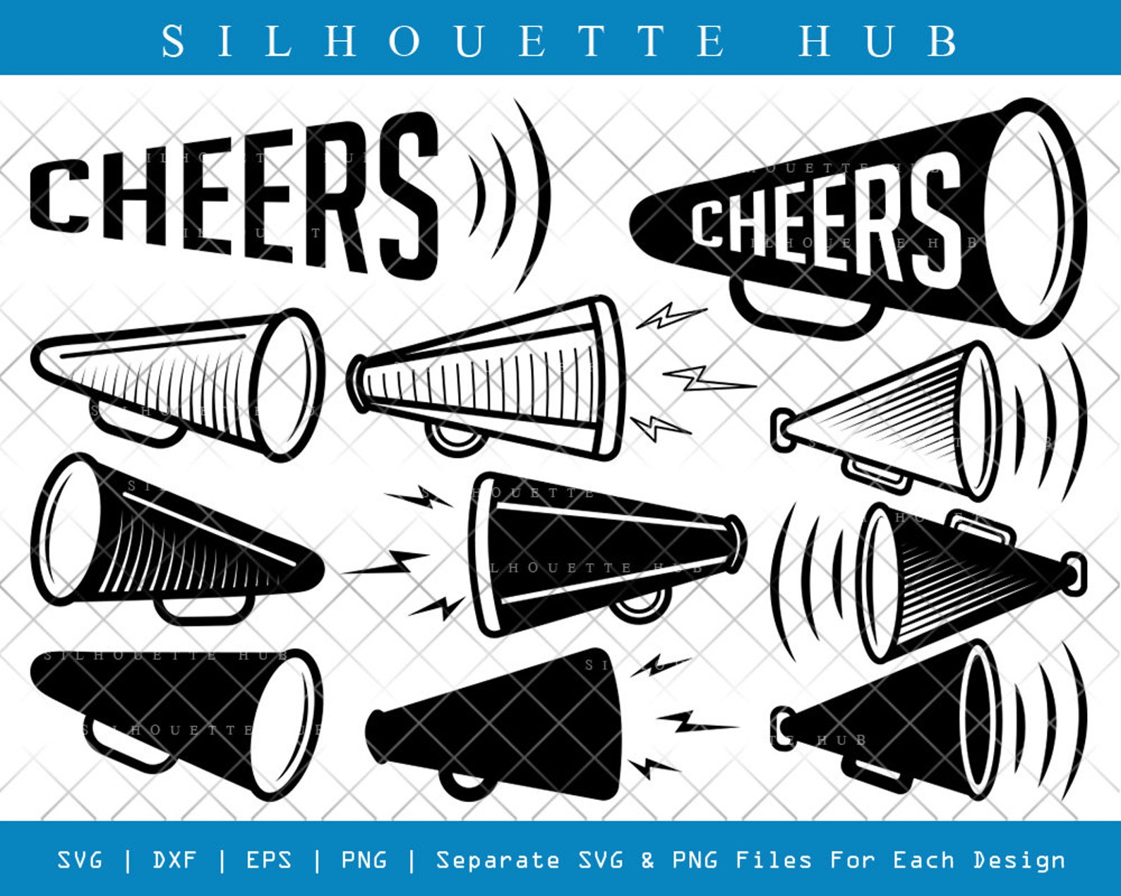 Cheer Megaphone SVG Cut Files Cheer Silhouette Megaphone | Etsy