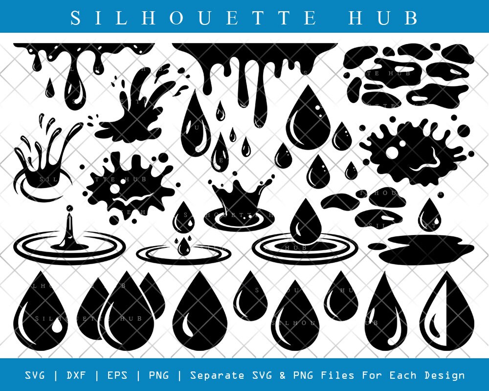 Gotas de agua SVG Silueta de agua Gota de lluvia Svg Lluvia - Etsy España
