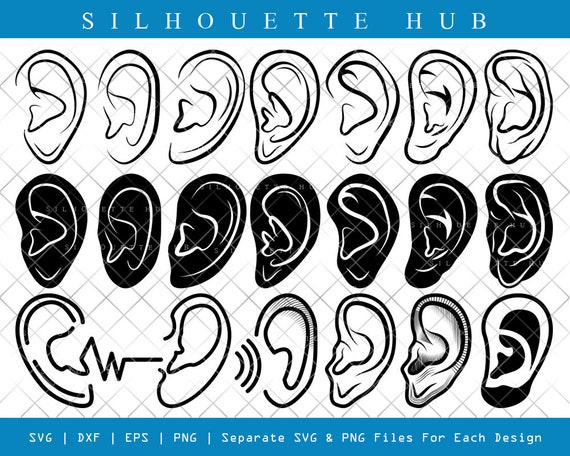 Human Ear SVG Cut Files Human Ear Silhouette Ear Svg | Etsy