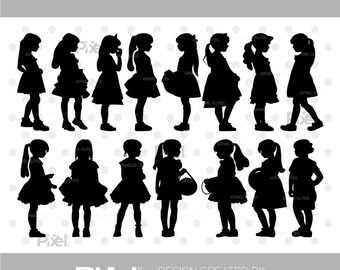 Little Girl Svg Little Girl Silhouette Little Girl Svg Bundle little ...