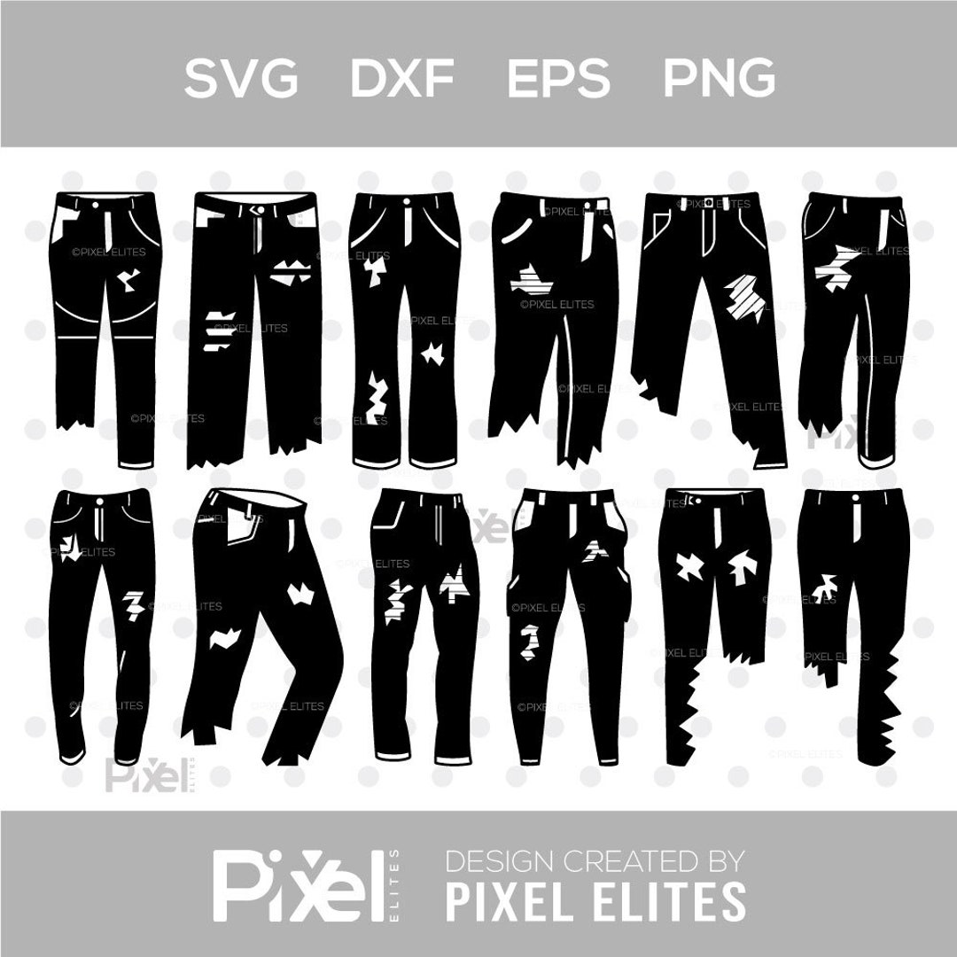 Ripped Pant SVG Cut File Bundle Torn Jeans, Denim Pants, Printable ...