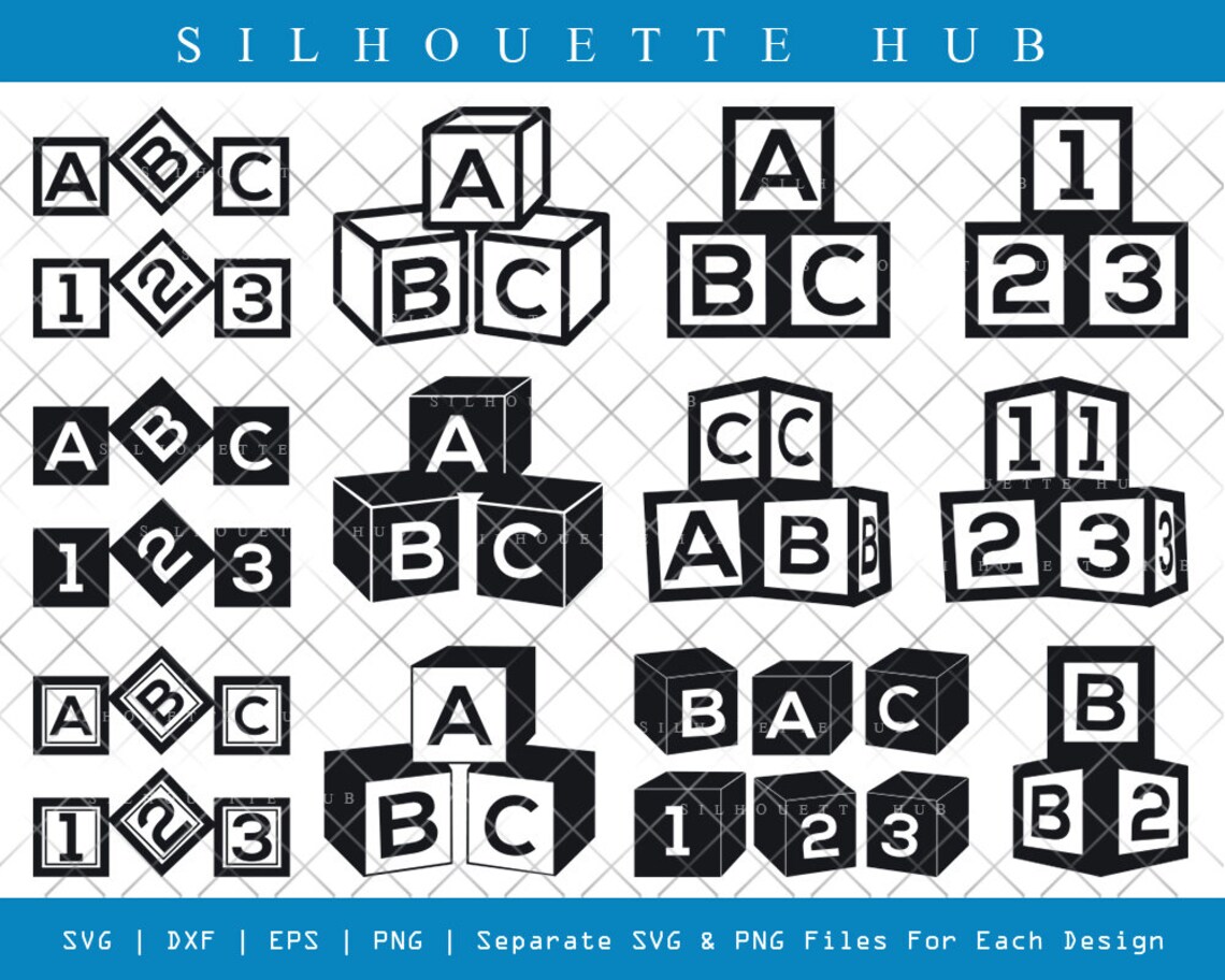 Alphabet Cubes SVG Cut Files Cubes ABC Silhouette Letter - Etsy