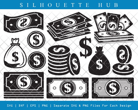 Dollars and Money SVG Cut Files Dollar Silhouette Coin Svg - Etsy