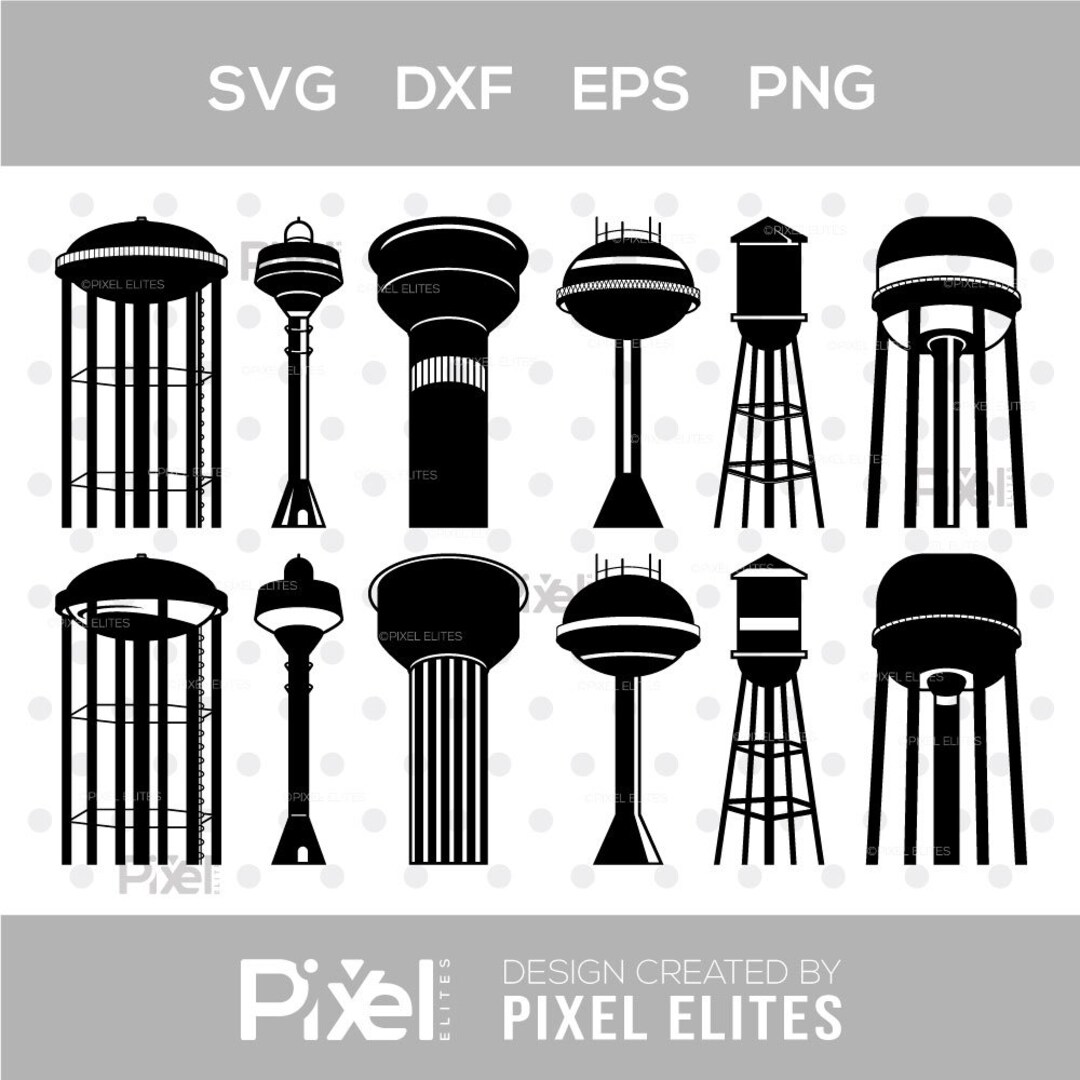 Water Tower SVG Cut Files | Water Tower Silhouette | Gilbert Water ...