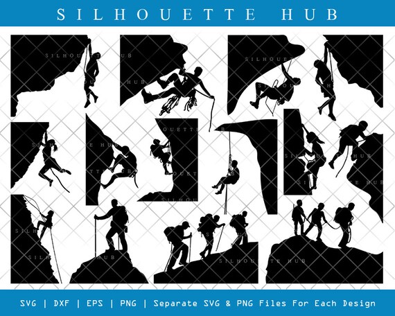Mountain Climbing SVG Cut Files Mountain Climbing Silhouette - Etsy