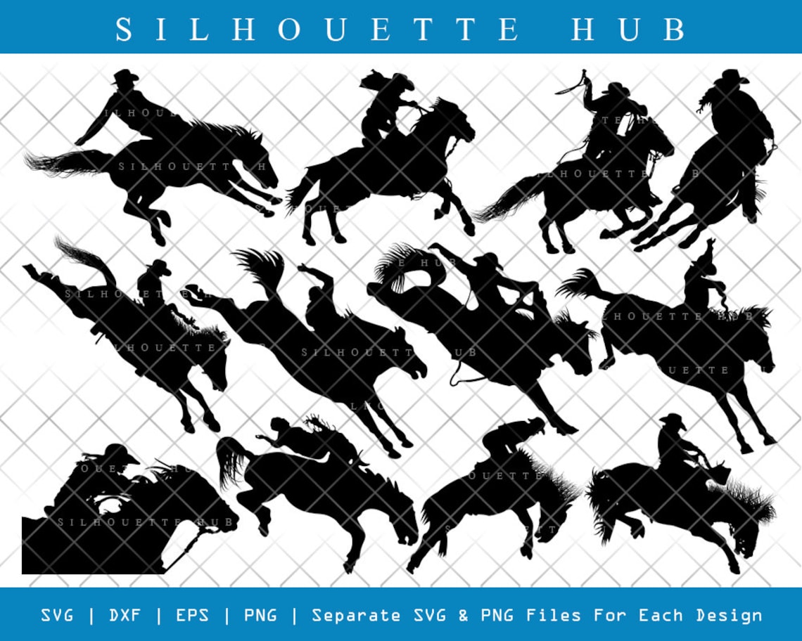 Rodeo SVG Cut Files Rodeo Silhouette Bull Rider Svg - Etsy