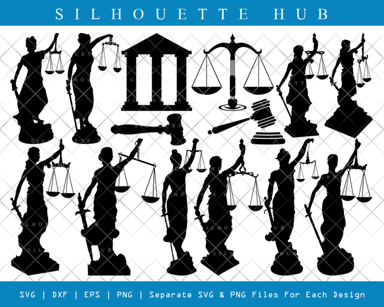 Lady Justice SVG Cut Files Lady Justice Silhouette Scale - Etsy Israel