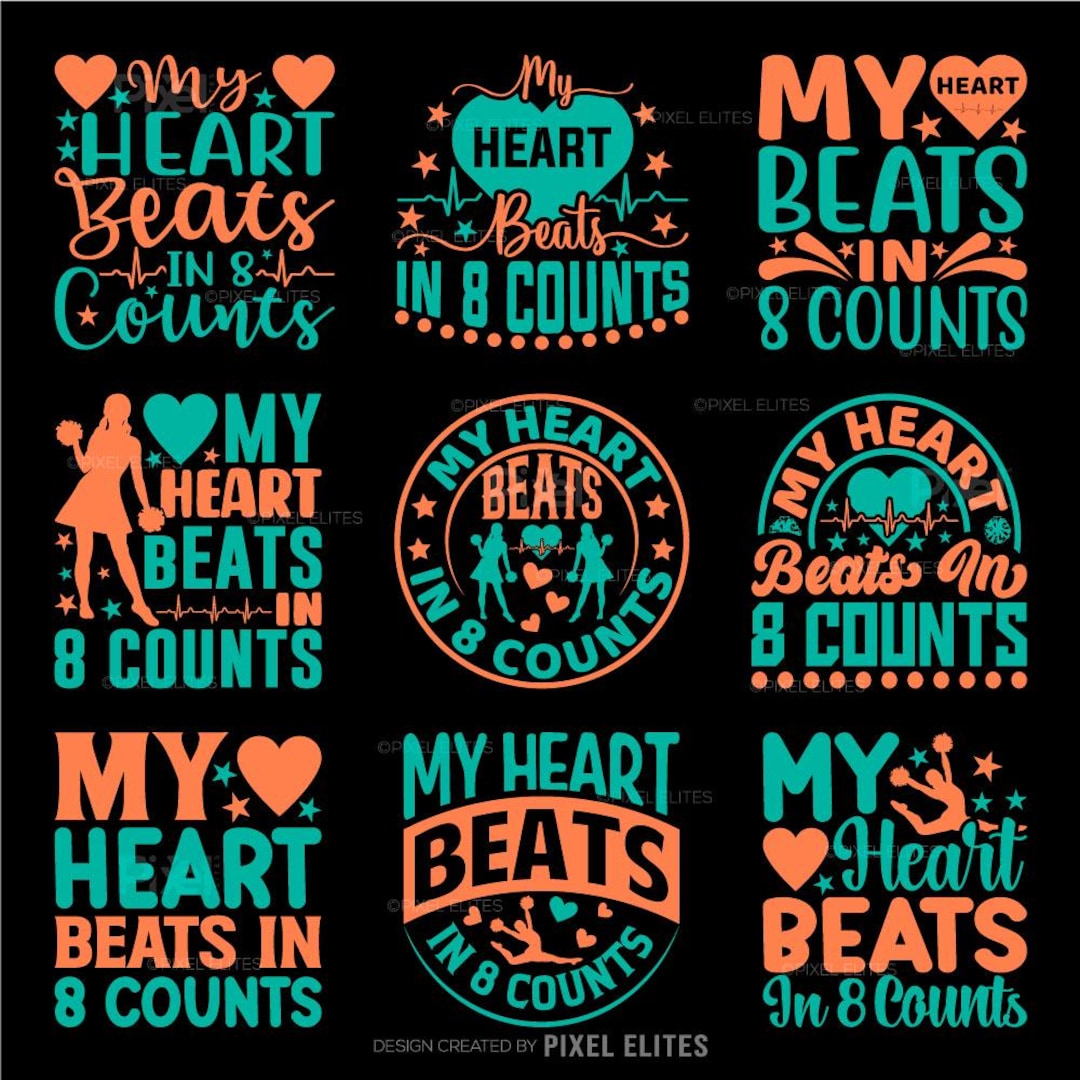 My Heart Beats in 8 Counts SVG Cheerleading Cheer Life Bundle Cheer ...
