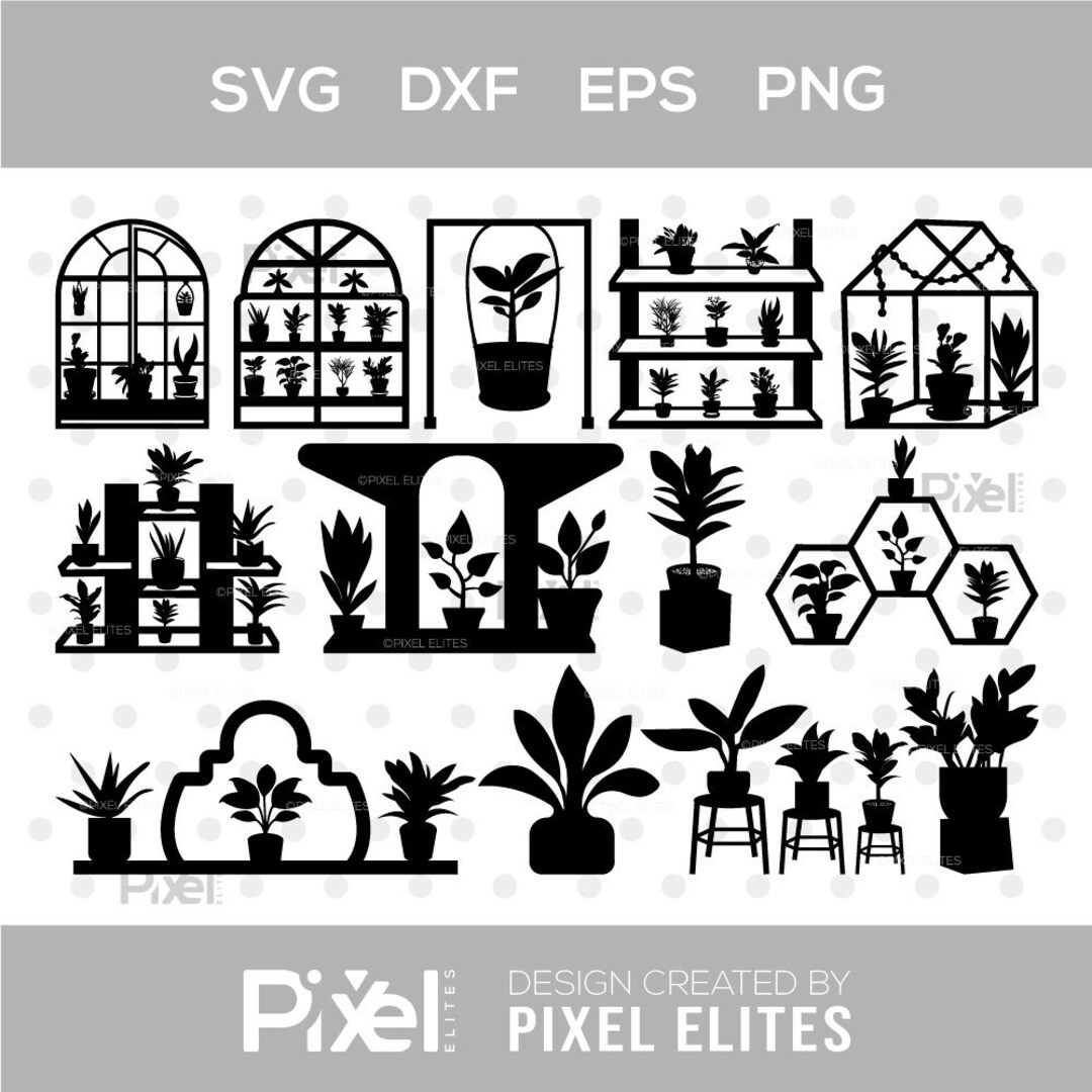 Plants Silhouette Svg Potted Plants Cricut Cut Files Png Bundle - Etsy