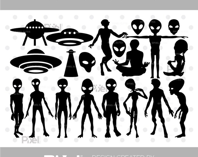 Alien Cut File - UFO - SVG, PNG, Dxf, Eps, Jpg - Digital Printable File ...