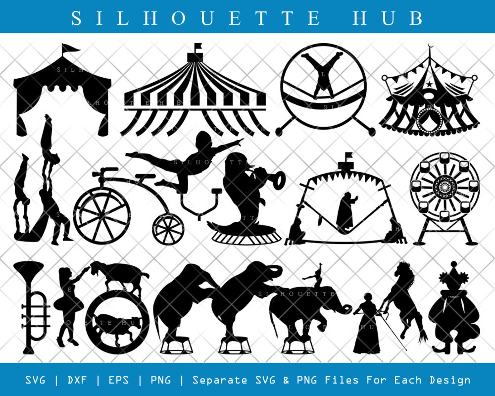 Circus Set SVG Cut Files Circus Set Silhouette Circus Svg | Etsy