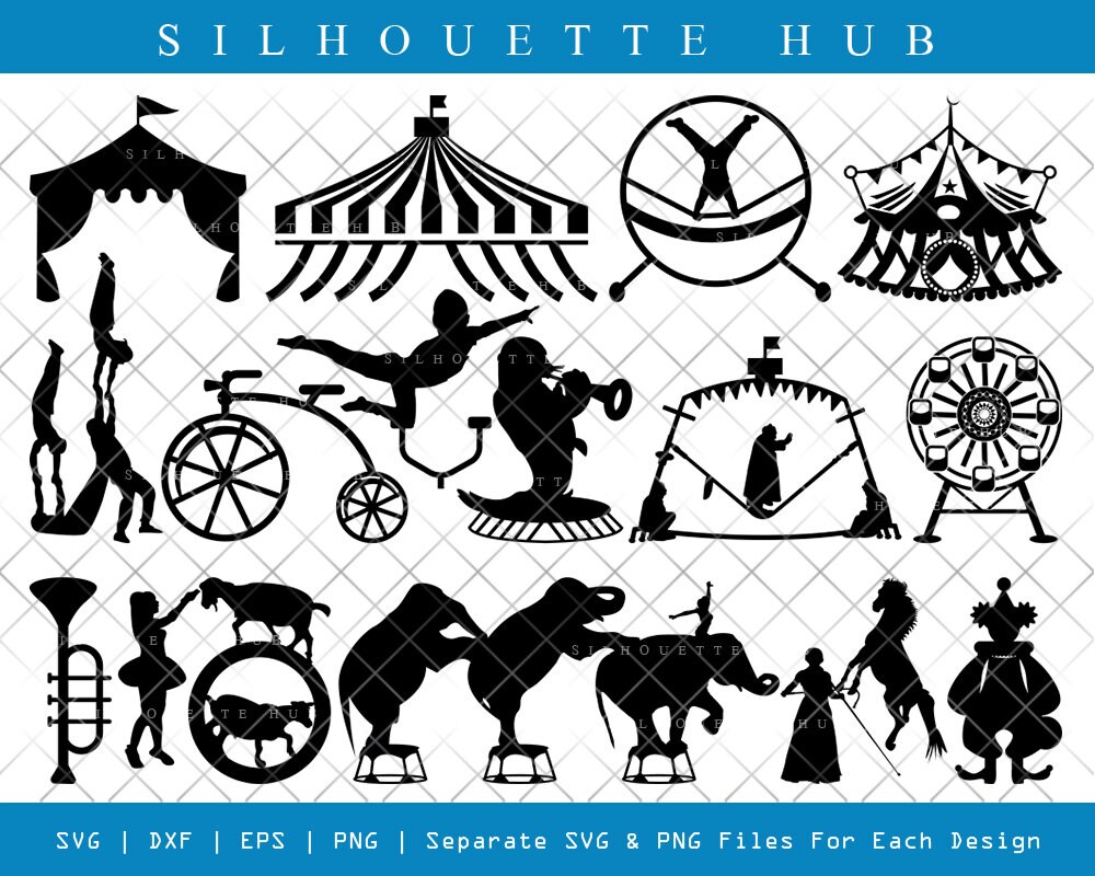 Circus Set SVG Cut Files Circus Set Silhouette Circus Svg | Etsy