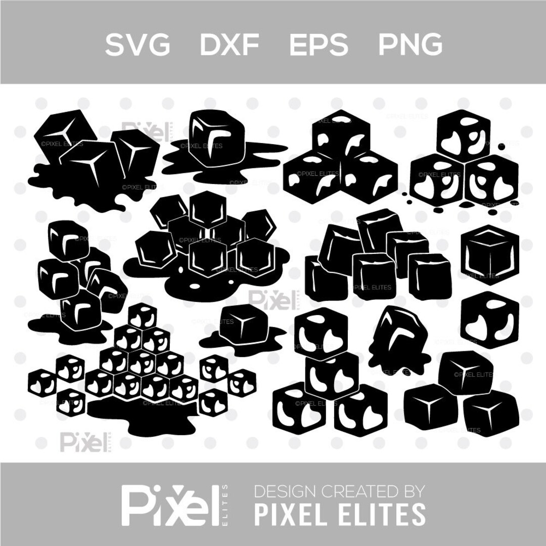 Ice Cube SVG Cut File Bundle | Melting Ice & Frozen Water Designs for ...