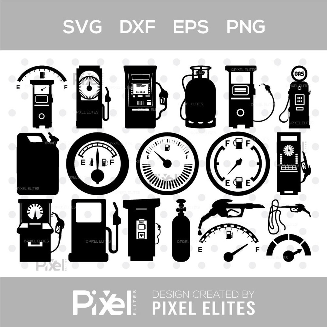 Indicator Gas Tank SVG Cut File Bundle for Silhouette | Gas Tank, Fuel ...