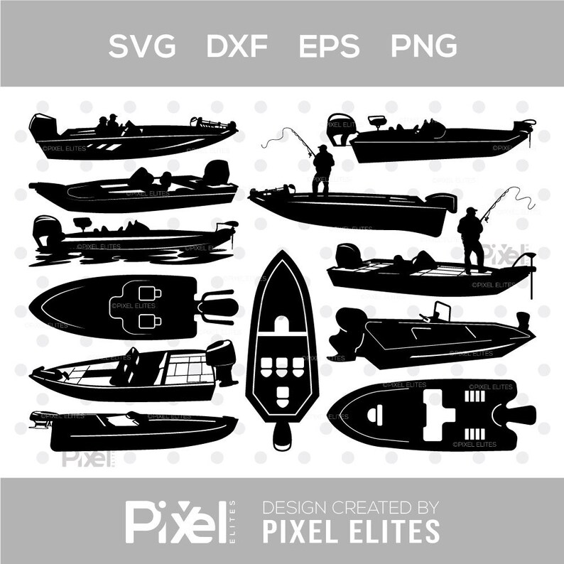 Bass Boat SVG Cut File Bundle for Silhouette | Skeeter Fishing Designs ...