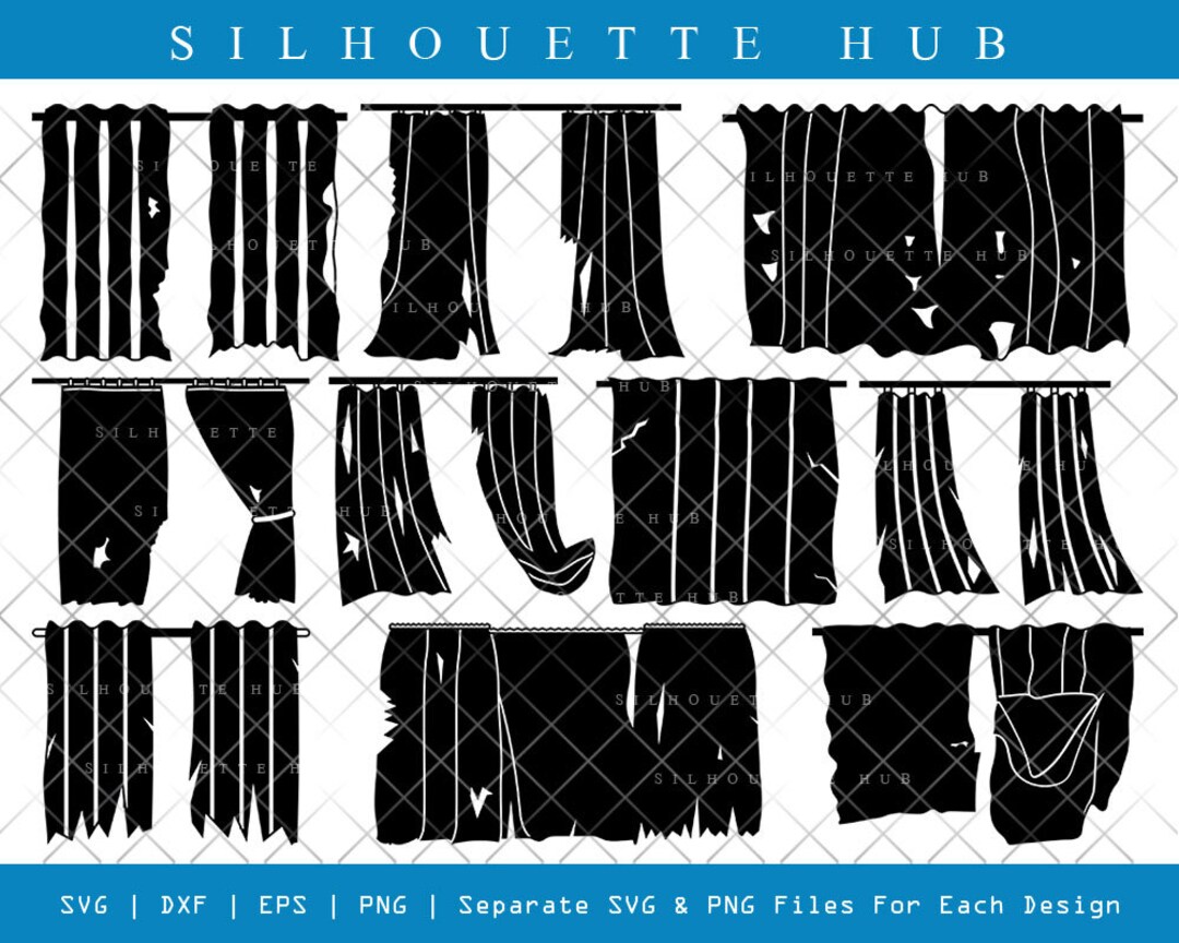 Ripped Curtain Silhouette Svg Cricut Cut Files Png Bundle - Etsy